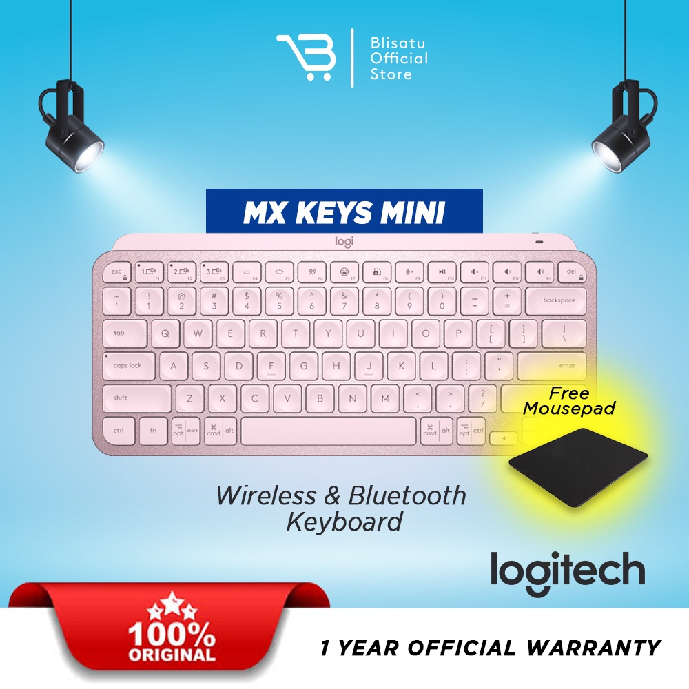 Jual Logitech MX Keys Mini Wireless Illuminated Keyboard - Rose | Shopee Indonesia