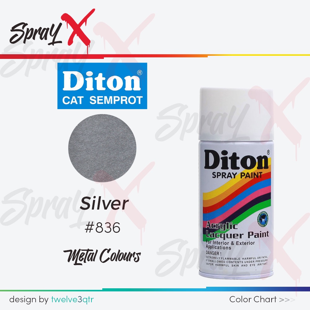 Jual DITON METAL SILVER 836 / PERAK STANDAR #836 150ML - SPRAY PAINT ...