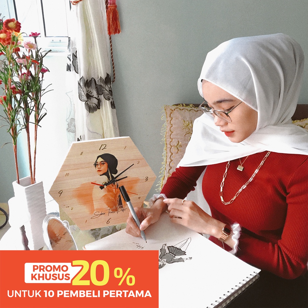 Jual Jam Meja Vintage Kayu Hexagon Jam Dinding Aesthetic Dekorasi Rumah ...