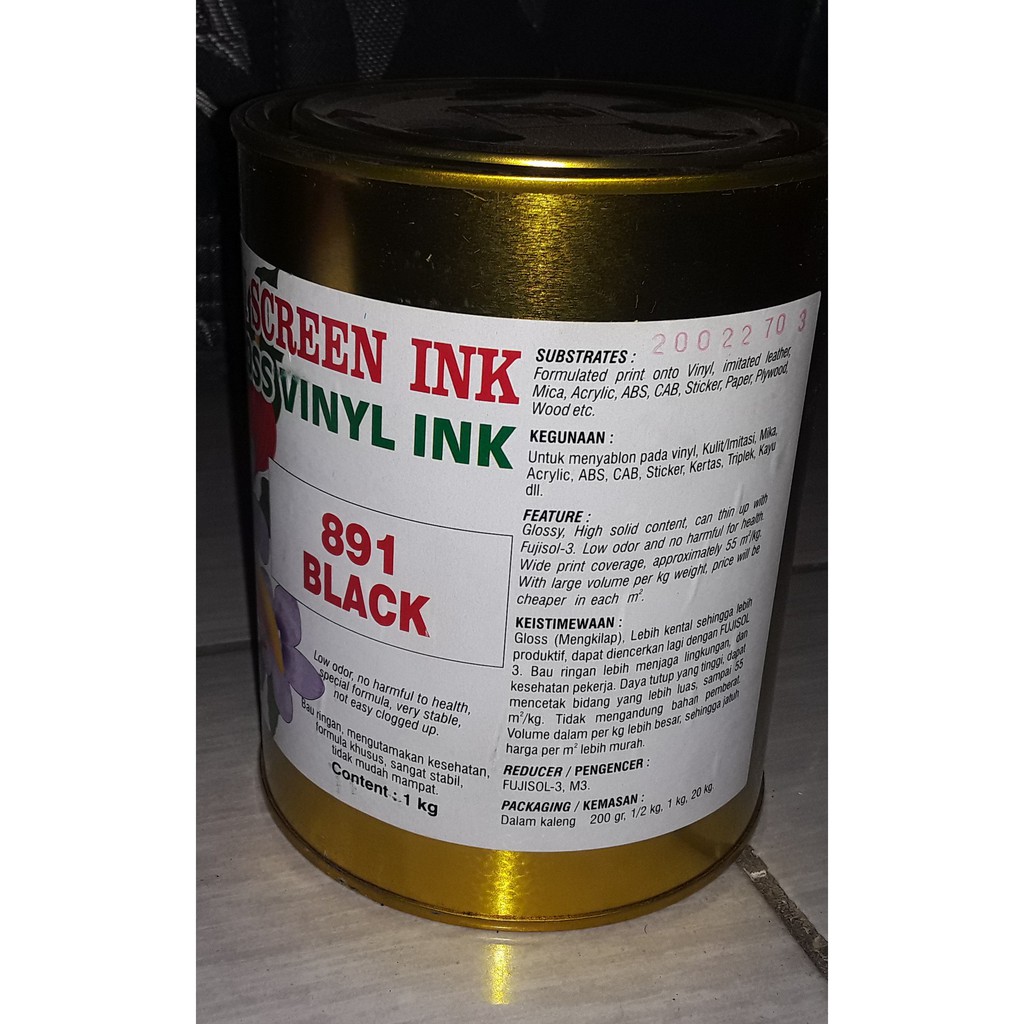 Jual Epi Screen Ink Gloss Vinyl Ink 891 Black 1 kg Tinta Sablon ...