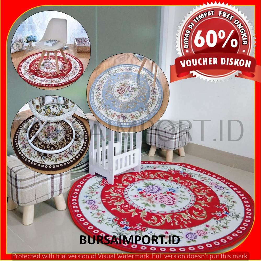 Karpet Bulat Modern Diameter 1 Meter 1kg Muat 1 Buah Dekorasi Ruangan ...