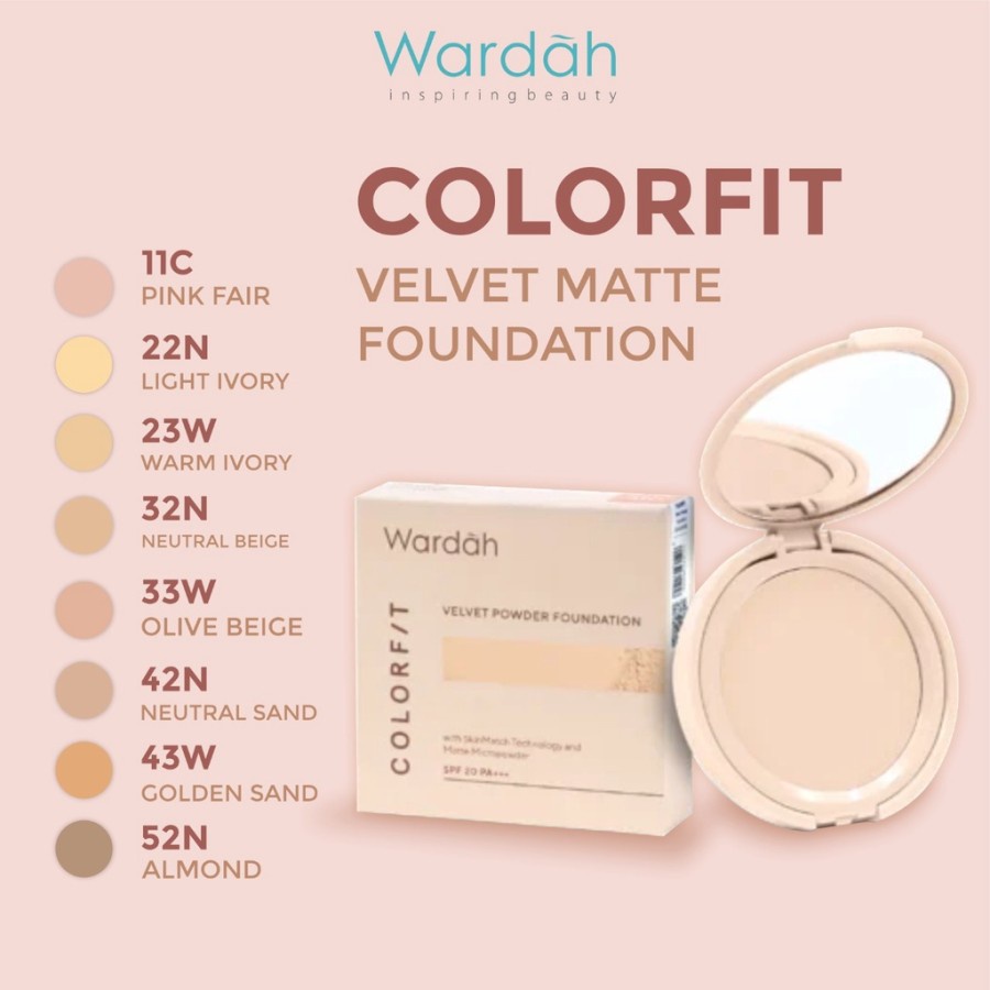 Jual WARDAH COLORFIT VELVET POWDER FOUNDATION SPF 20 PA+++ FULL ...