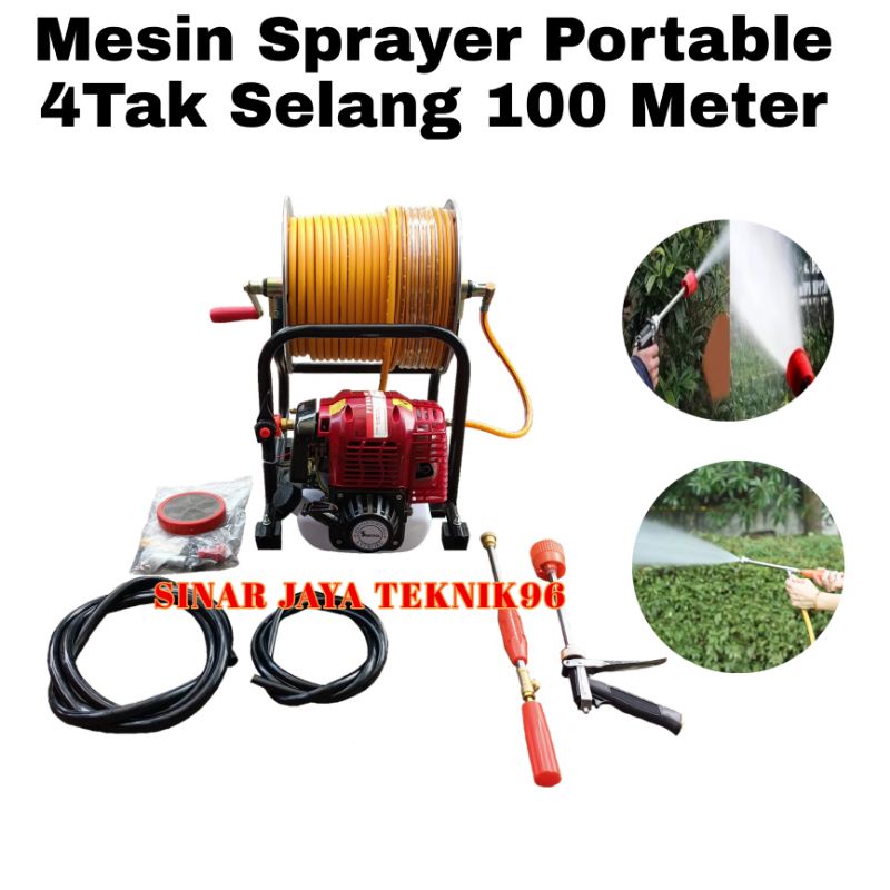 Jual Mesin Sprayer Semprot Hama Portabel 4Tak Full Set Selang 100 Meter | Shopee Indonesia