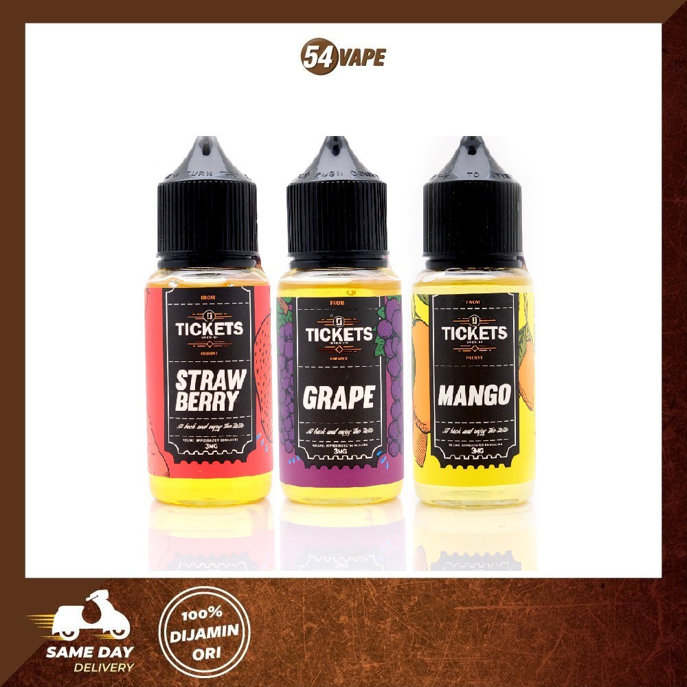Jual PAKET TICKETS STRAWBERRY + MANGO + GRAPE 60ML AUTHENTIC | Shopee ...