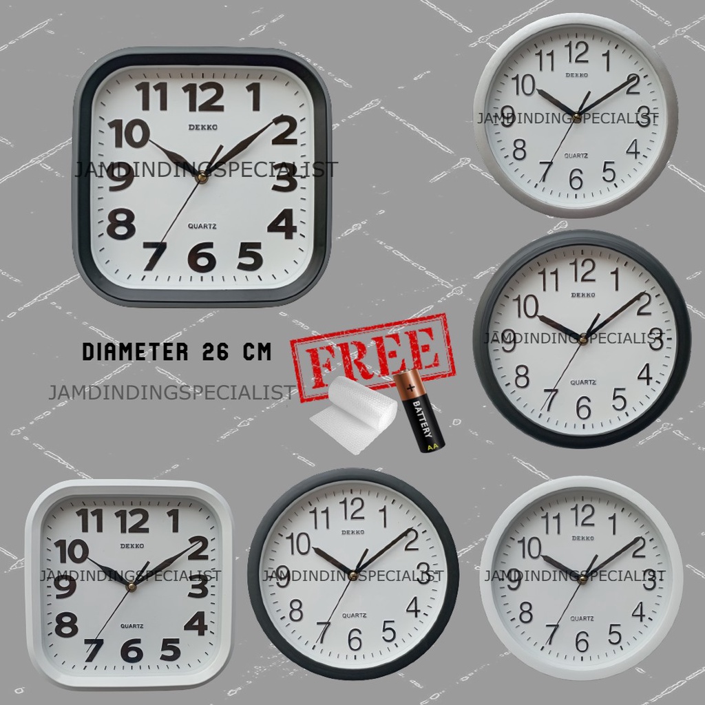 Jual JAM DINDING POLOS MINIMALIS ANGKA TIMBUL WARNA HITAM PUTIH GREY ...