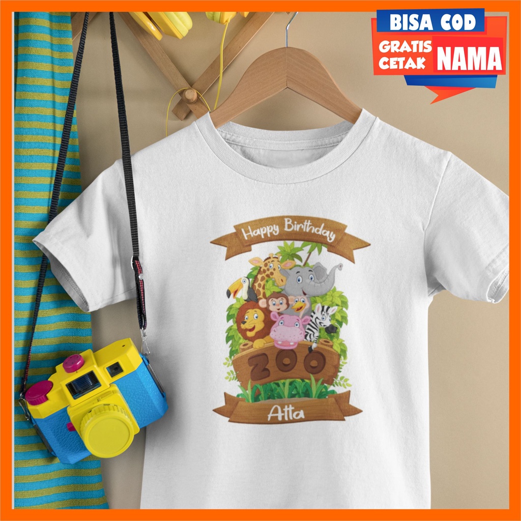 Jual Baju Kaos Ulang Tahun Ultah Birthday Anak Motif Animal Zoo Safari ...