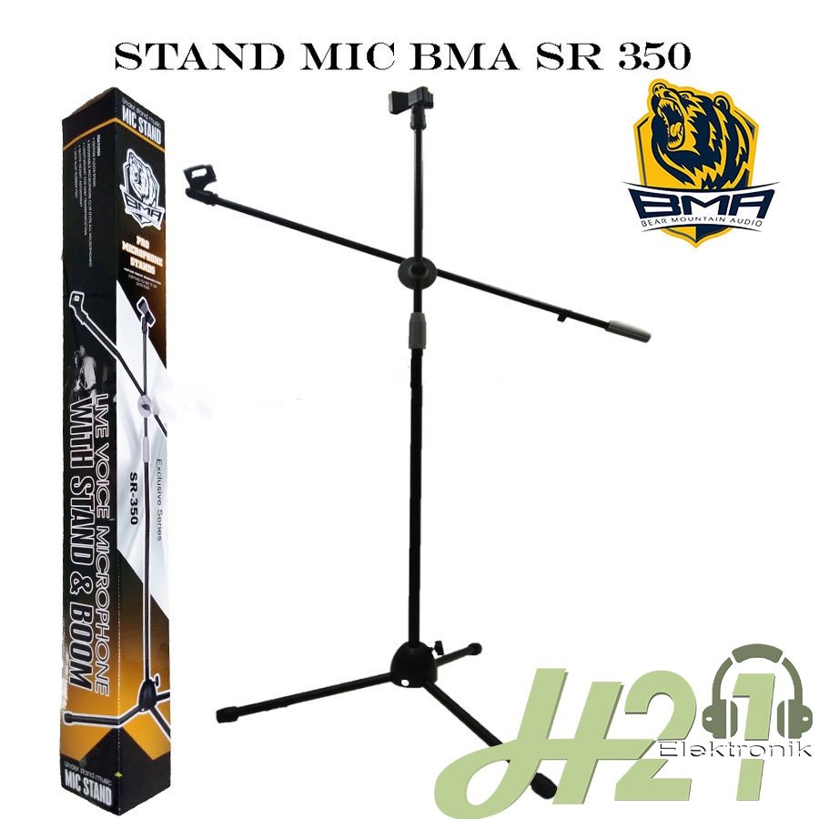 Jual Stand Mic Microphone BMA SR-350 Abu2 ORIGINAL Plus Holder Mic ...