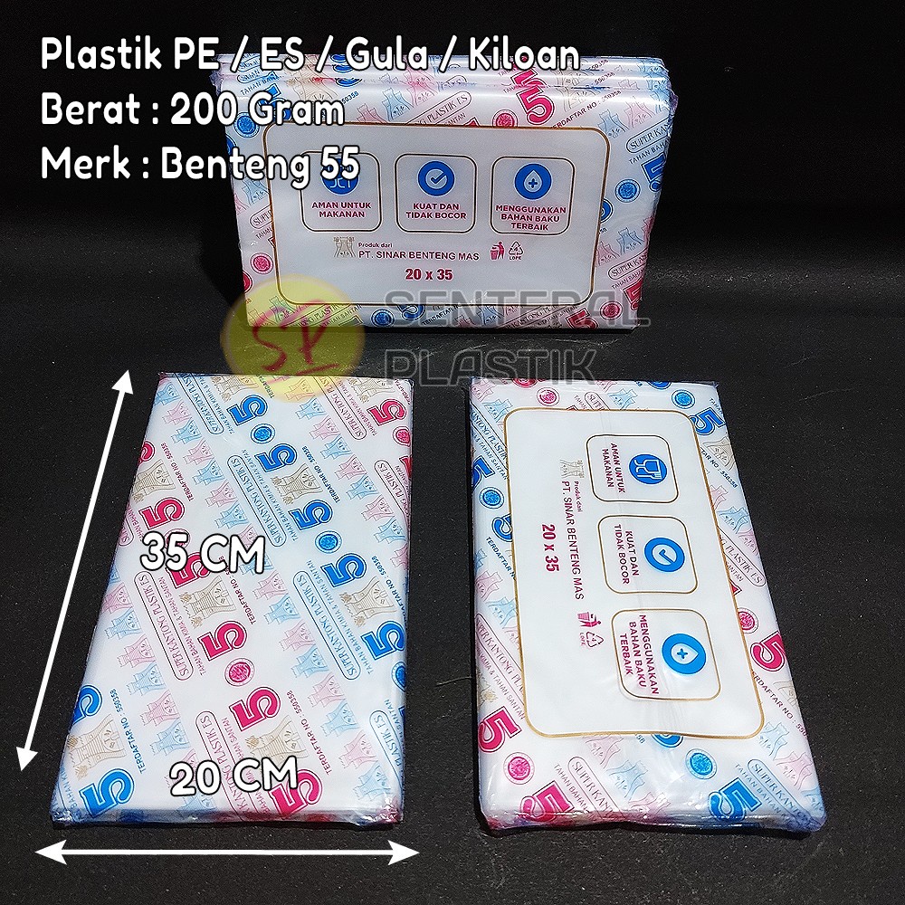 Jual PLASTIK PE 20 x 35 BENTENG 55 ASLI / Plastik ES / Plastik Gula Kiloan | Shopee Indonesia
