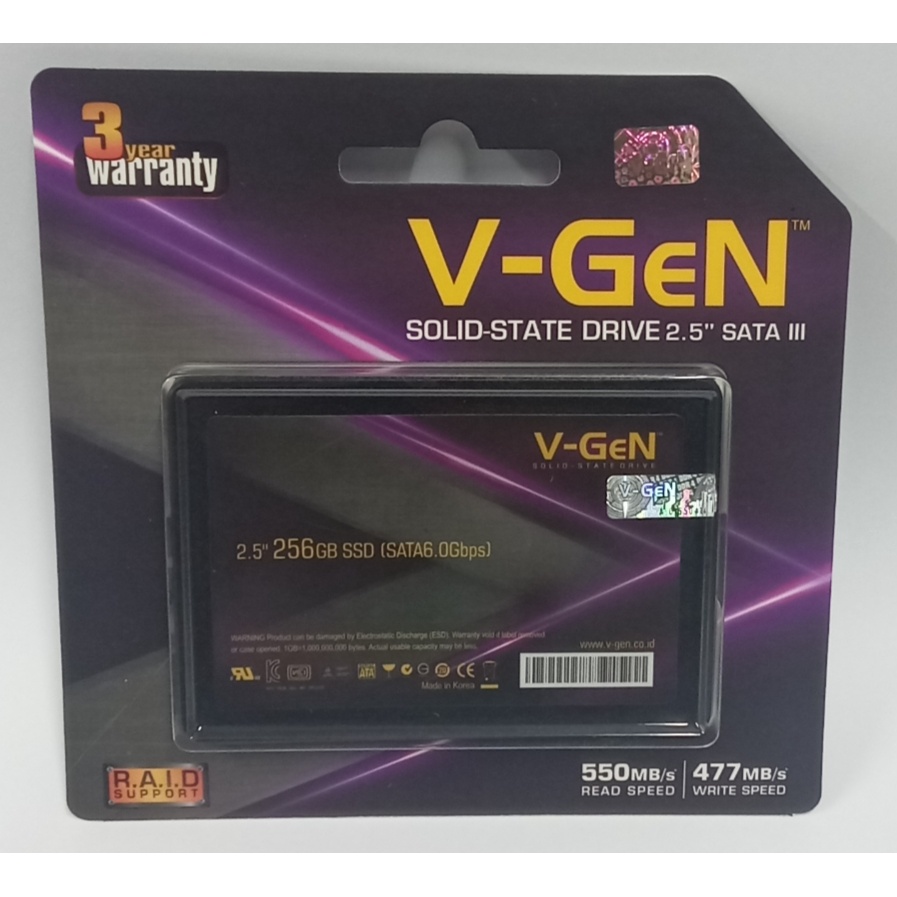 Jual SSD V-GeN 256GB SATA 3 VGeN SSD 256 GB Laptop Komputer Original garansi resmi | Shopee ...
