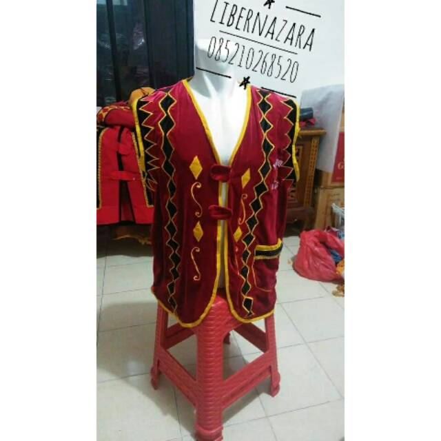 Jual Batik Nias // Rompi Adat Nias Merah khusus Pria. | Shopee Indonesia
