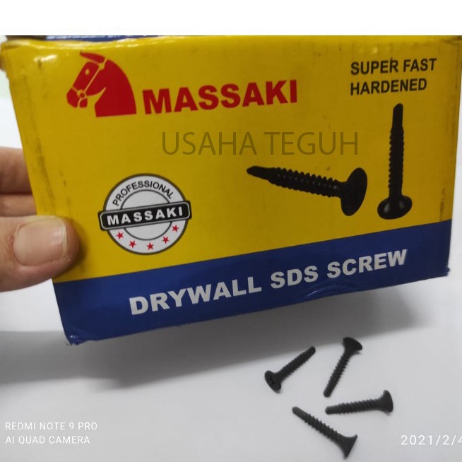 Jual Sekrup Gypsum SDS / SDS Drywall Screw Massaki 6x1 (isi 100pcs ...