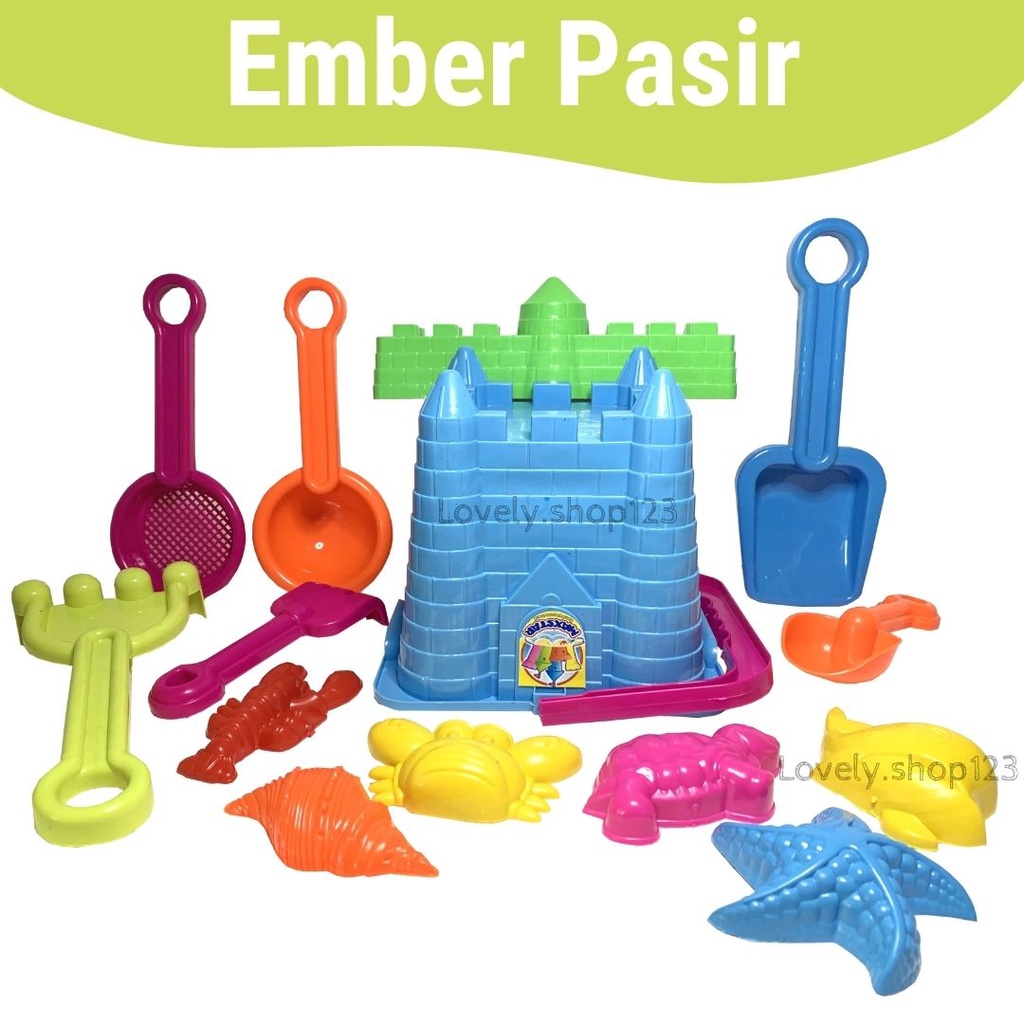 Jual MAINAN EMBER CETAKAN PASIR PANTAI CASTLE BEACH SET SEKOP PERALATAN ...