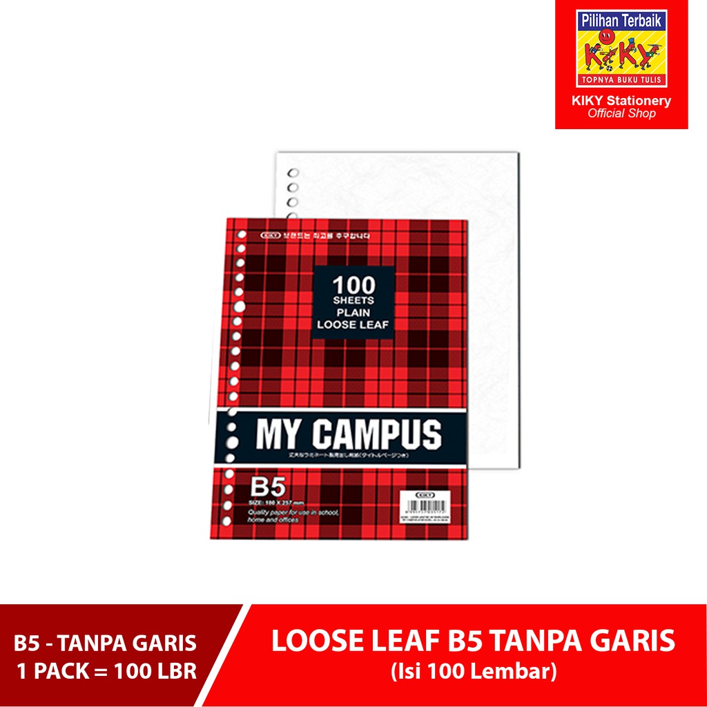 KIKY Loose Leaf / Kertas File Putih Tanpa Garis Ukuran B5 Isi 100 ...