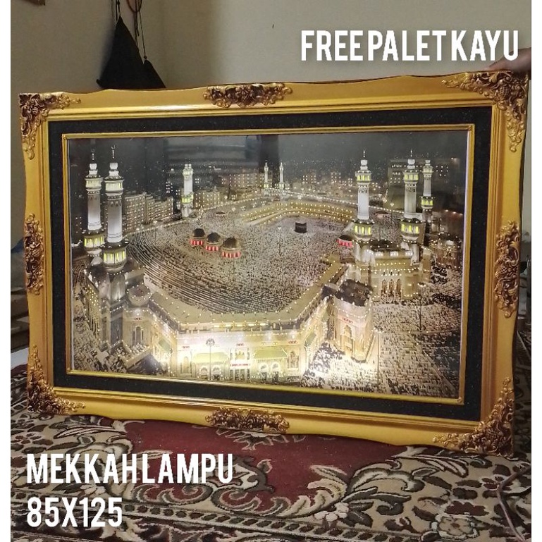 Jual kaligrafi mekkah Lampu jumbo.. figura kayu super motif ukir pojok ...