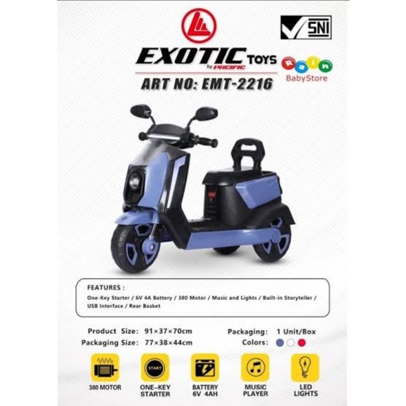 Jual MOTOR AKI MAINAN ANAK EXOTIC EMT-2216 | Shopee Indonesia