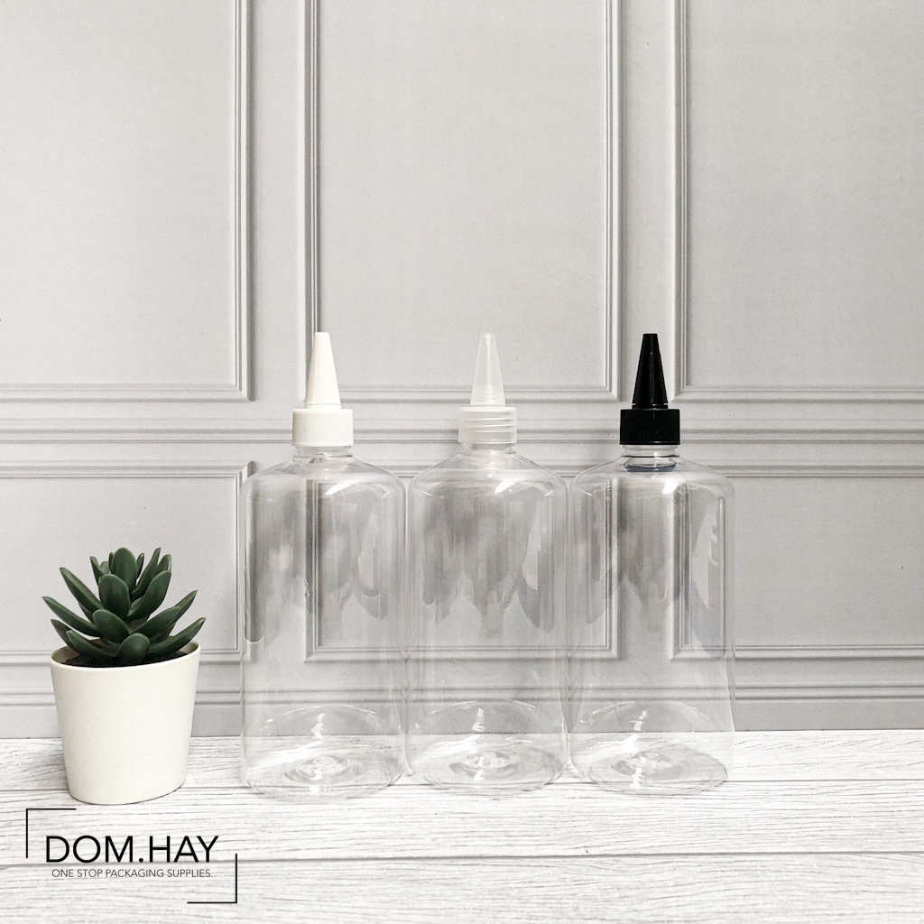 Jual Botol Tinta Kerucut 500ml Clear Plastik PET Botol Ujung Lancip ...