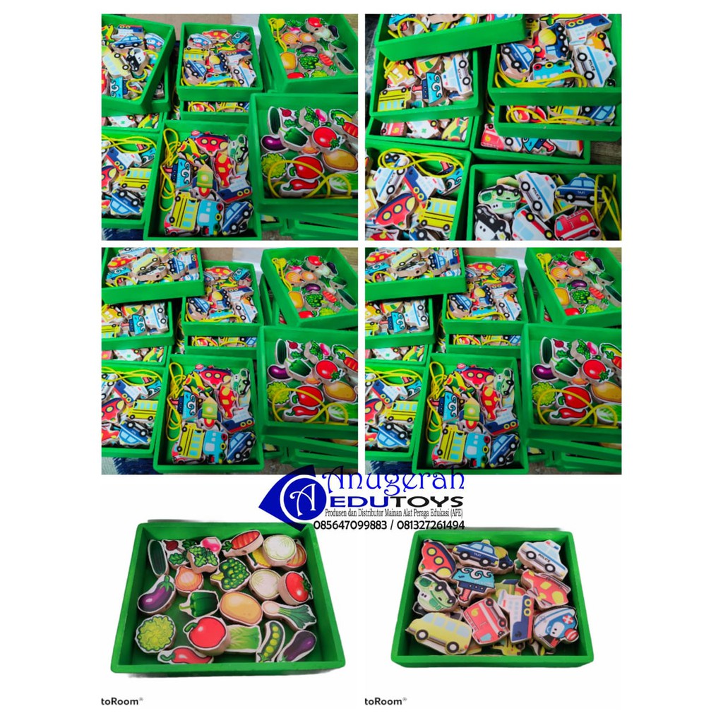 Jual Mainan Kayu Aneka meronce edukasi murah, Meronce Balok Tema (Hewan ...