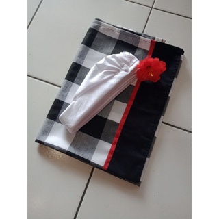 Jual saput poleng/ udeng putih sibak setengah jadi/ pakaian adat bali ...