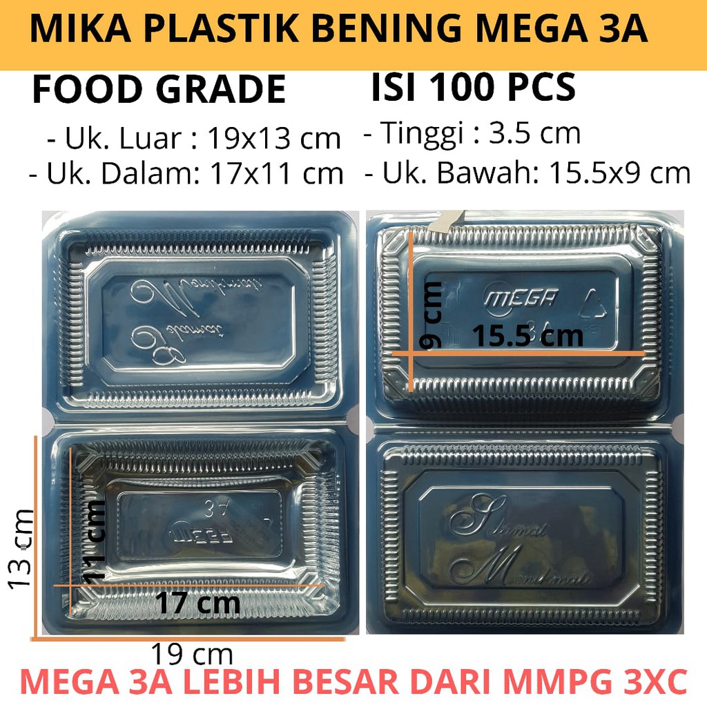 Jual MIKA PLASTIK BENING KUE PUDING MAKANAN NASI / MIKA MEGA 3A DAN 4A ...