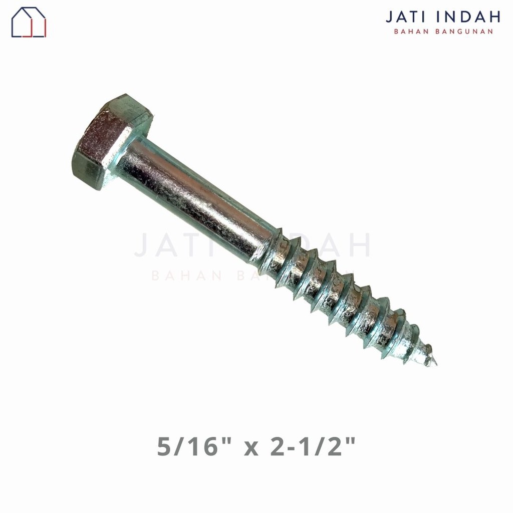 Jual Deskrup 5/16" x 2-1/2" Galvanis / Sekrup Lag Screw / Desk Screw ...
