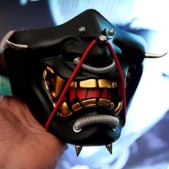 Jual Mask Topeng Cosplay Ghost of Tsushima Jin Sakai Black / Red Oni ...