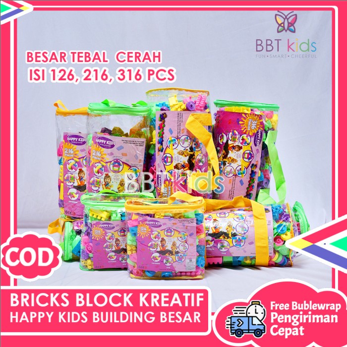 Jual BALOK SUSUN JUMBO BRICKS BLOCK KREATIF HAPPY KIDS BUILDING BESAR ...