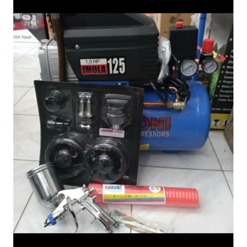 Jual Paket Compressors Lakoni Imola 125 + Spray Gun F75 + Selang Spiral ...