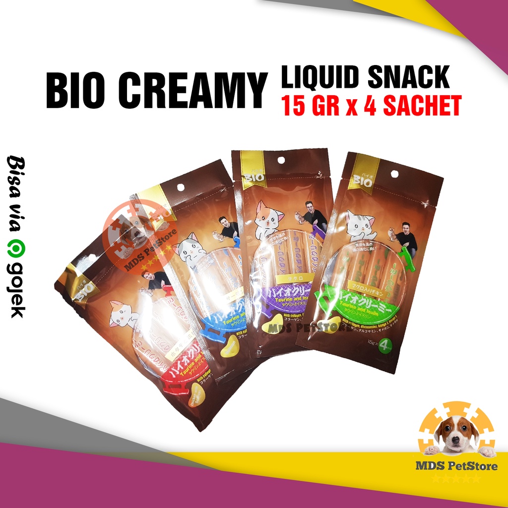 Jual BIO Creamy Liquid Snack 15 Gr isi 4 Pcs | biocreamy treats kucing ...