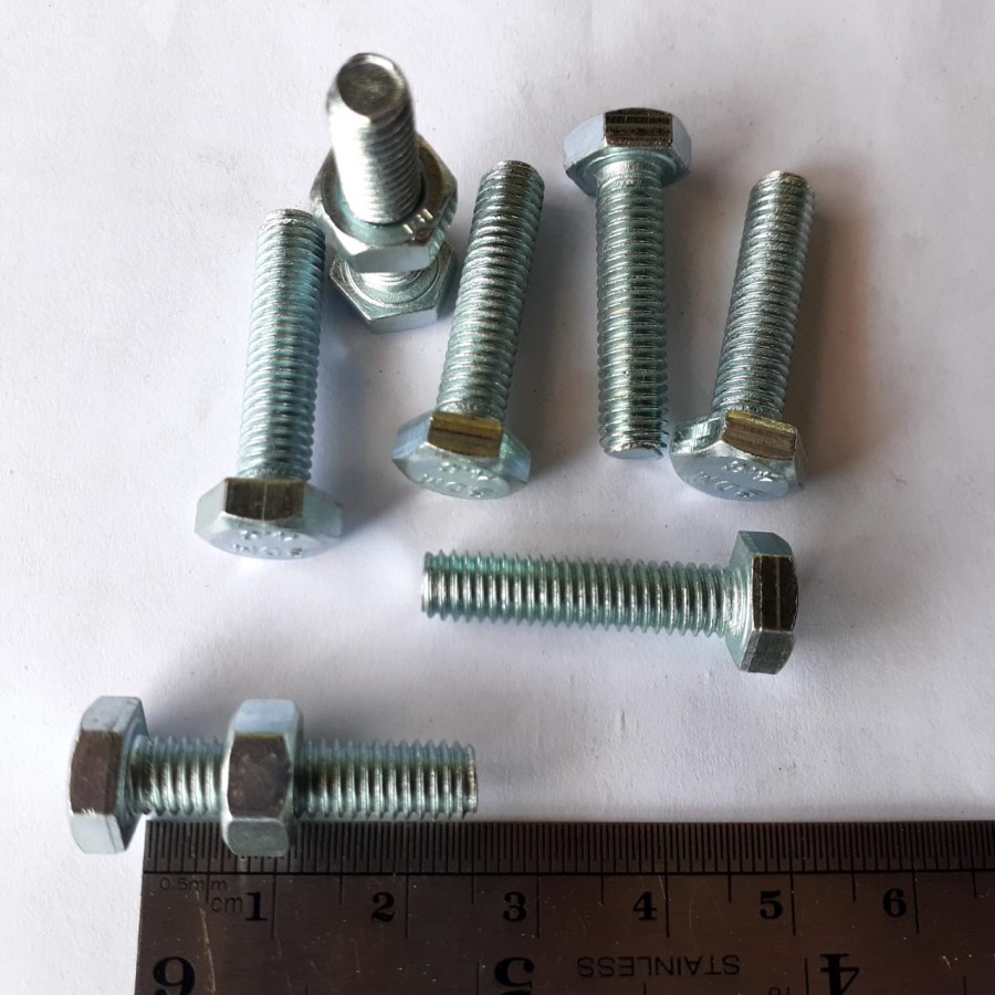 Jual BAUT MUR M6 X 25 PUTIH BMP M6X25 PANJANG 2,5CM 2,5 CM KUNCI 10 GALVANIZ GALVANIS | Shopee ...