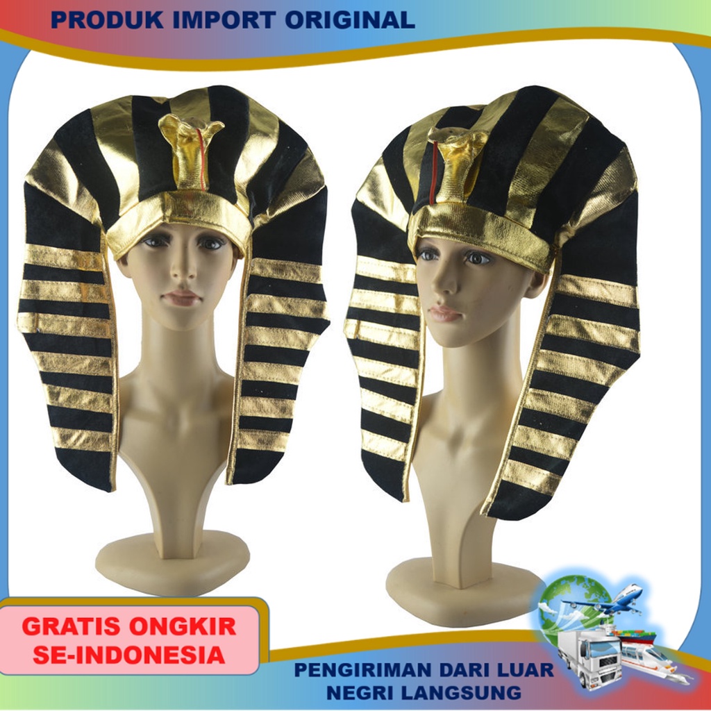 Jual P topi Kostum firaun emas cobra Aksesoris kepala Raja mesir Peci ...