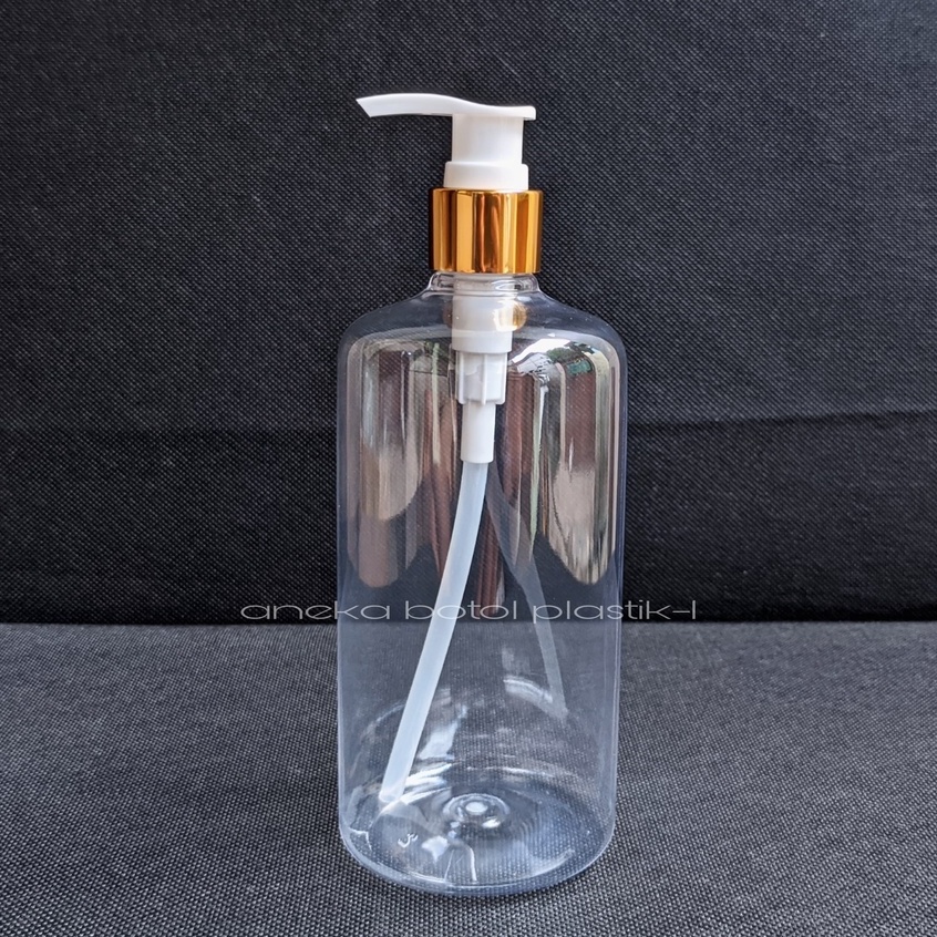 Jual Botol Pump 500ml Clear Bening Tutup Pump Lotion Gold / Botol ...