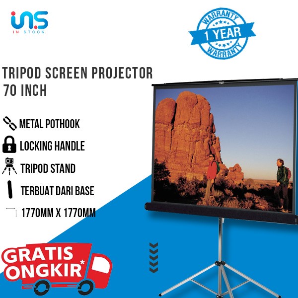 Jual Tripod Screen Projector (Layar Proyektor Tripod 70" Inch) Termurah ...