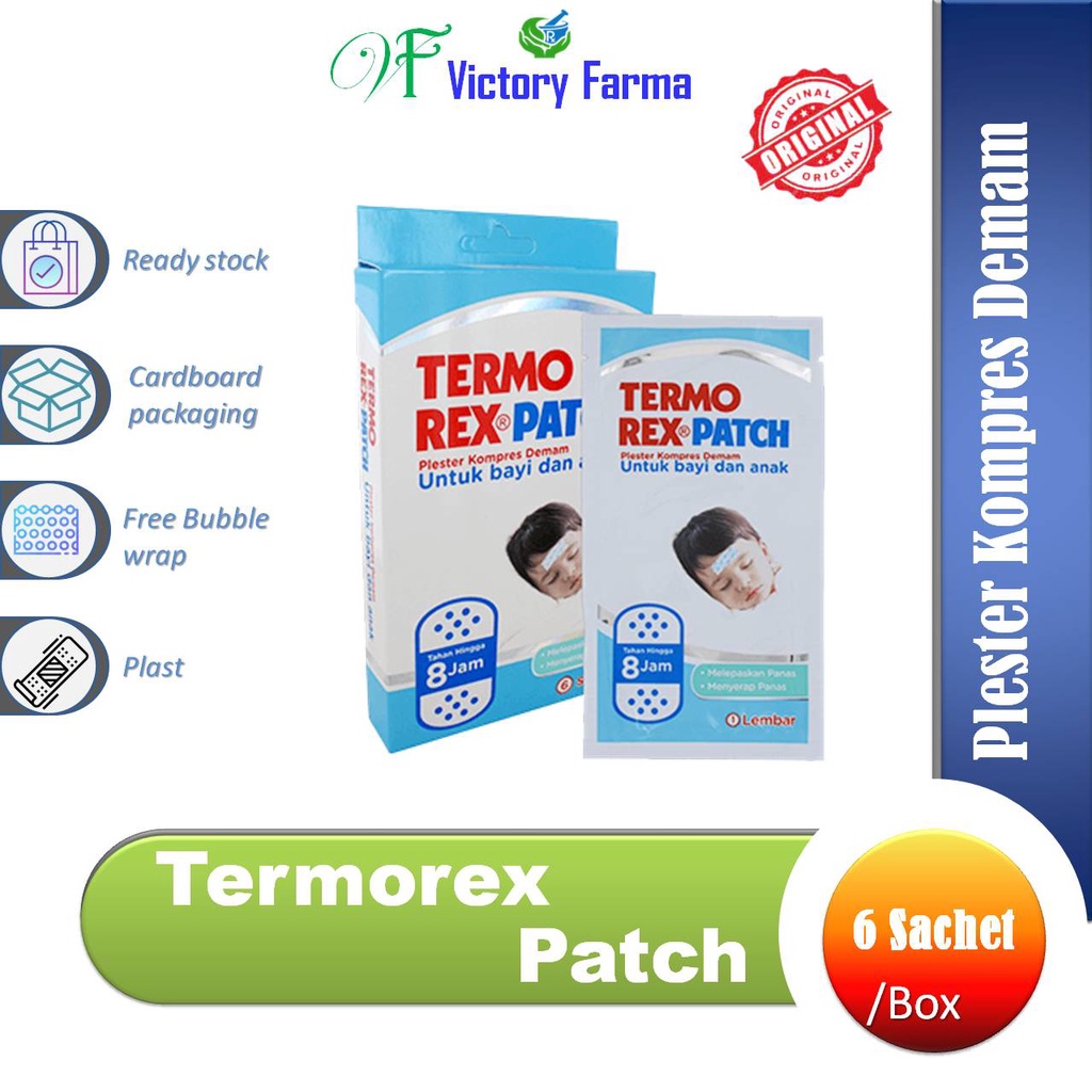 Jual Termorex Patch/ Plester Kompres Demam Bayi dan Anak Box @ 6 Sachet ...