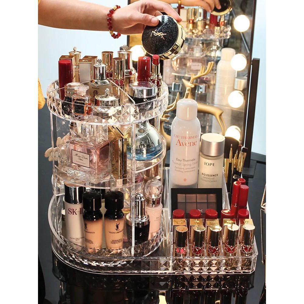 ONE-K11 Rak Make Up Kosmetik Petak Acrylic Putar 360 Derajat Diamond ...