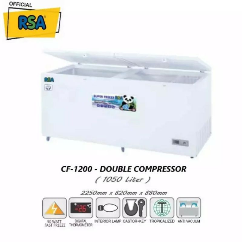 Jual CHEST FREEZER BOX RSA CF 1200 LOW WATT DIGITAL THERMO [1050 L] | Shopee Indonesia