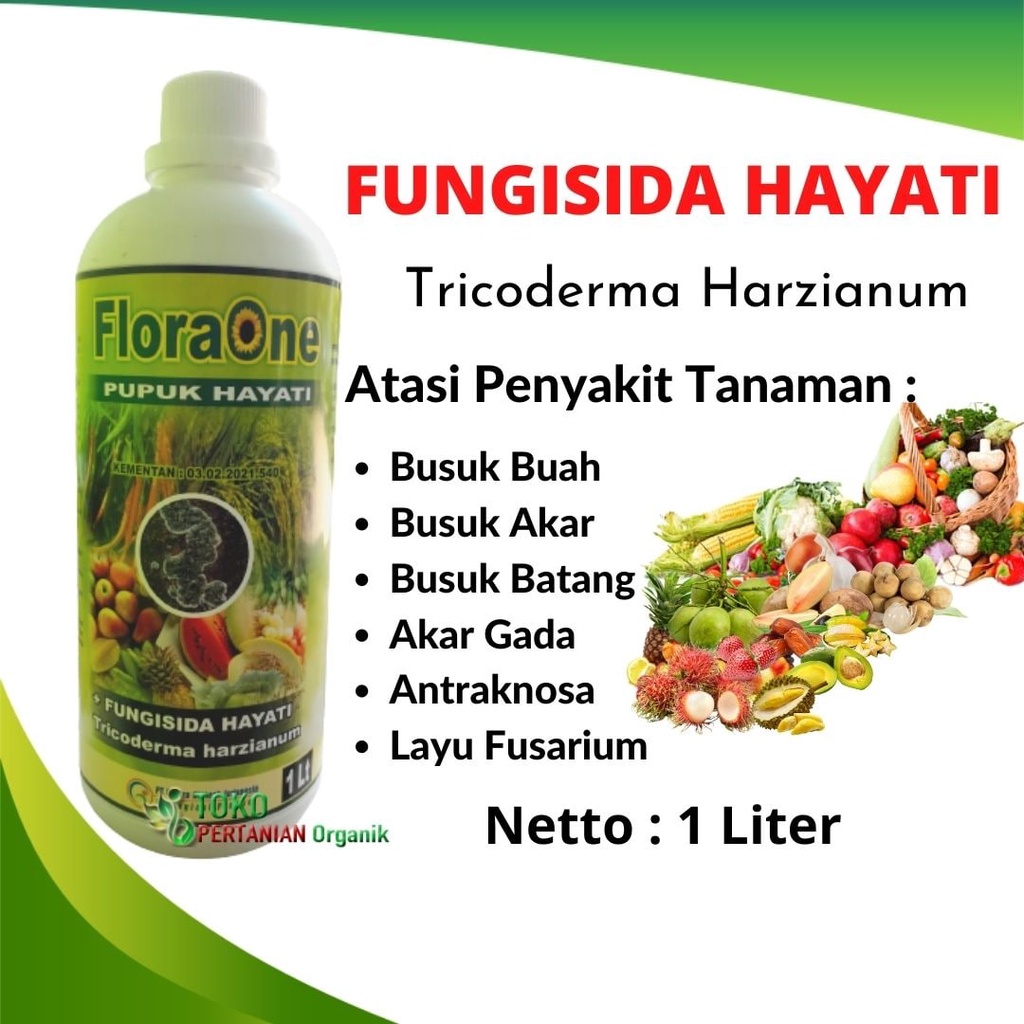 Jual Flora One Pupuk Hayati BISA COD, Fungisida Hayati Cair Tricoderma Harzanium 1 Liter ...