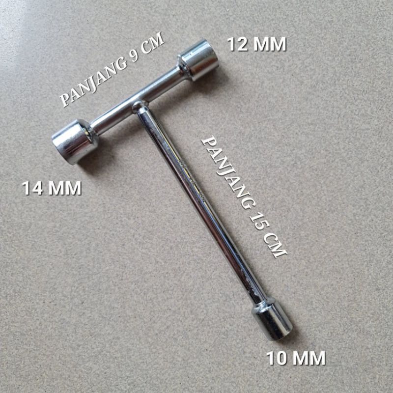 Jual kunci T 10 x 12 x 14 panjang 15 cm BM kunci shock t kunci knalpot motor matic barang sesuai ...