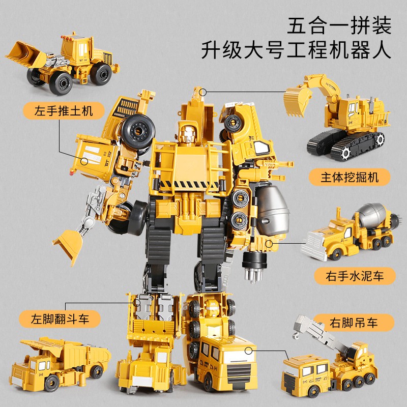 Jual 5 in 1 Robot Deformasi Mainan 5 Mobil Truk Set Dirakit Jadi Robot ...
