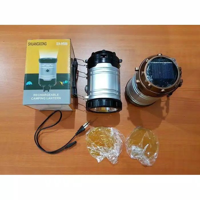 Jual Lampu lentera + senter emergency solar light recharge/ lampu ...