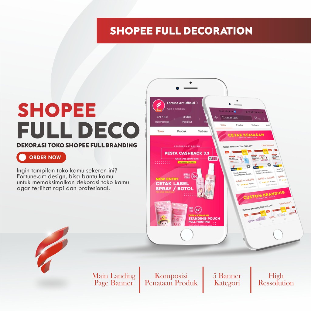 Jual Fortune Art Dekorasi Toko Shopee Shopee Full Decoration Branding ...