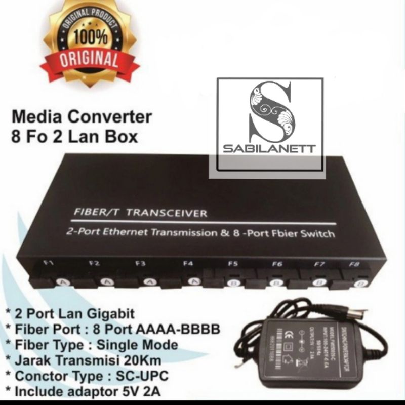Jual Media Converter Ethernet Fiber switch 8FO 2Rj45 AAAA-BBBB | Shopee Indonesia