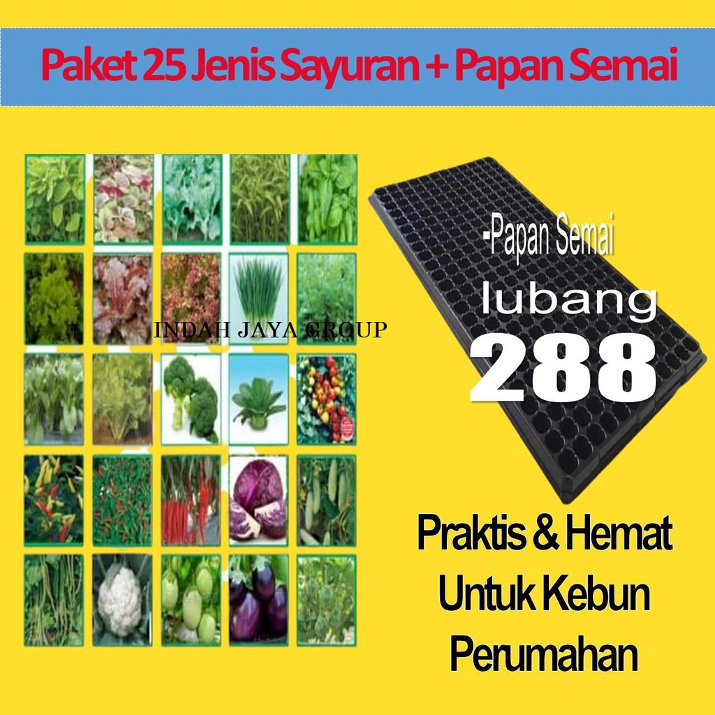 Jual Paket 25 benih sayuran dan pot tray penyemaian bibit tanaman 288 lubang( Praktis dan Hemat ...