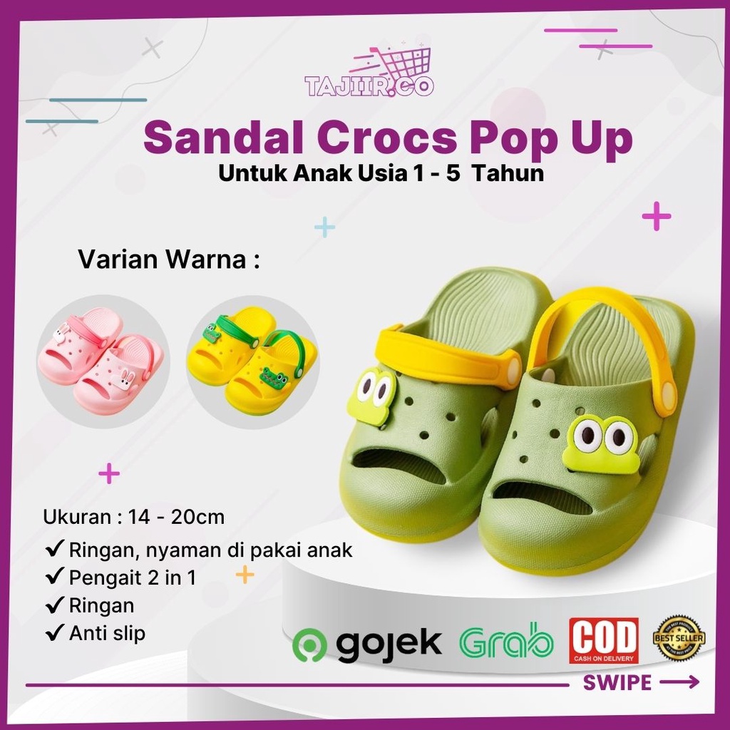 Jual Sandal Crocs Pop Up Anak Lucu (Desain Pelindung Jari Kaki ...