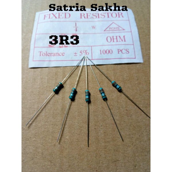 Jual Resistor 3R3 Ohm 3.3 Ohm 1/4 Watt 50pcs | Shopee Indonesia