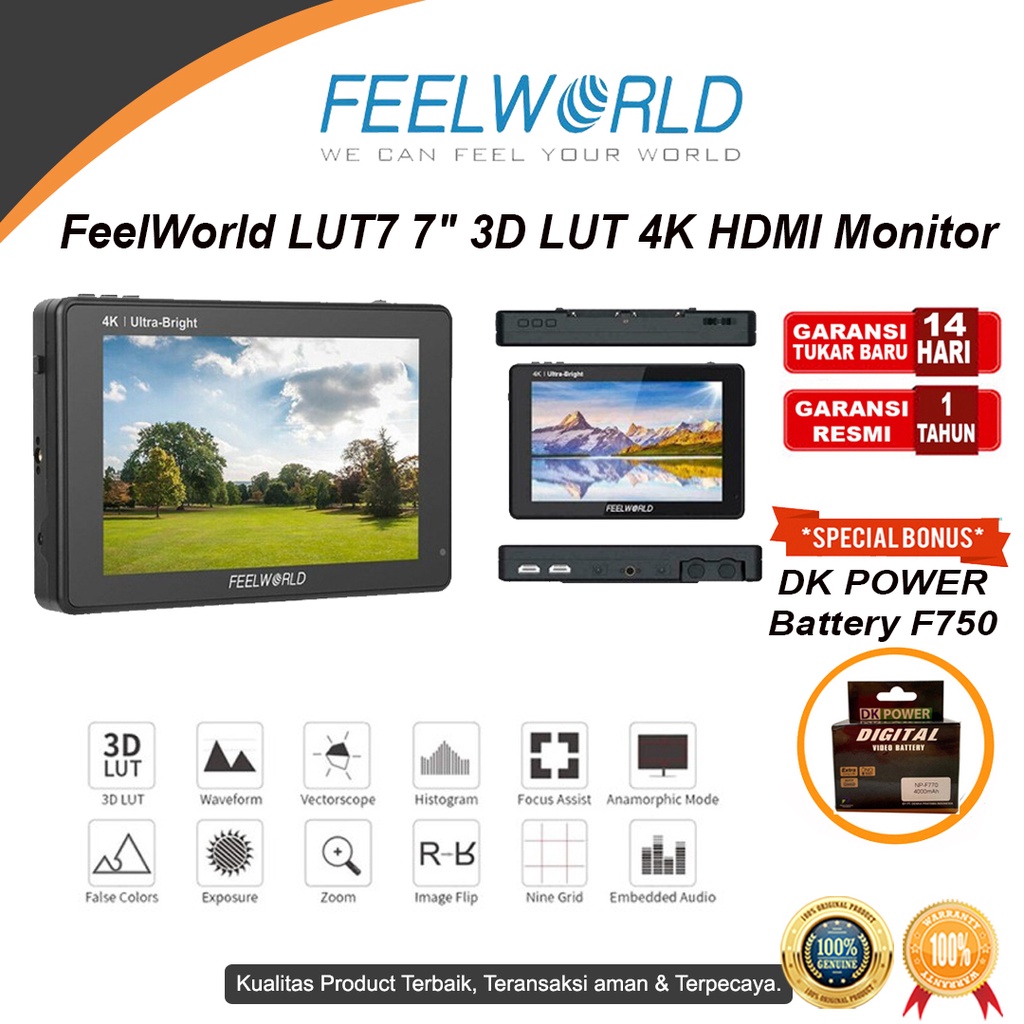 Jual FeelWorld LUT7 7" 3D LUT 4K Connector Cable Monitor LCD | Shopee ...