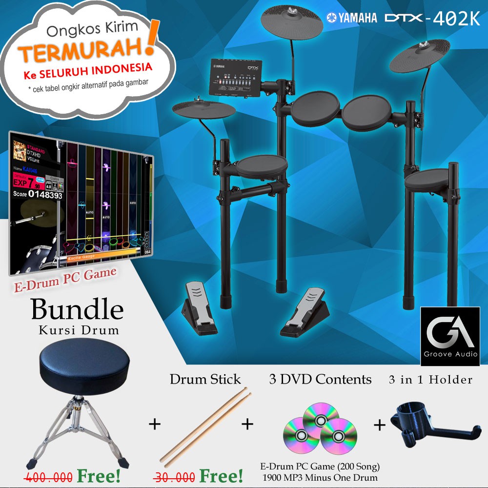 Jual Drum Elektrik Yamaha DTX402 BUNDLE KURSI / DTX402K / DTX 402 ...