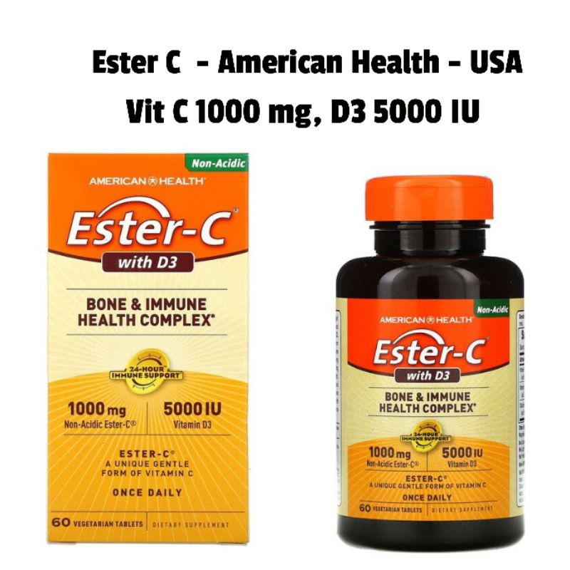 Jual Ester C USA Vit C 1000mg Vit D3 5000 IU isi 60 tablet/Vitamin C1000mg/Exp 2/ 2024/Vitamin D ...