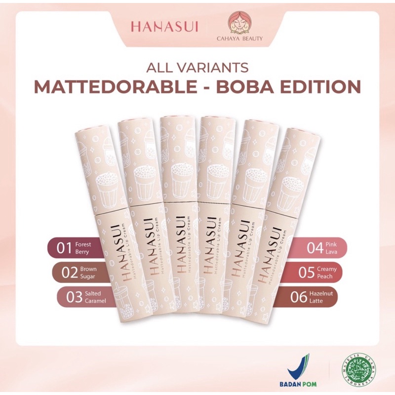 Jual HANASUI Mattedorable Lip Cream Boba Edition - Varian Lengkap ...