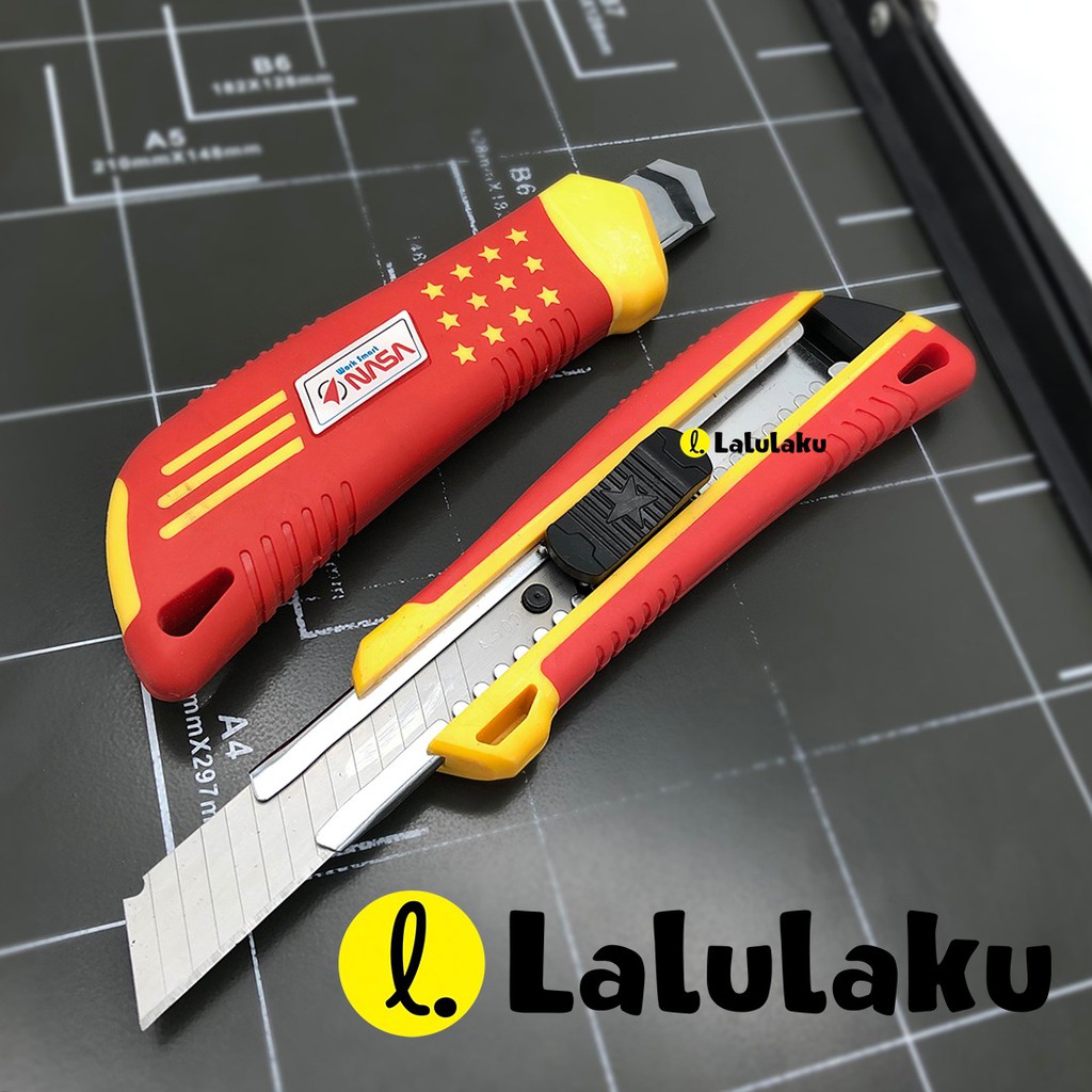 Pisau Cutter Kater Besi autolock gagang lapis karet | Shopee Indonesia