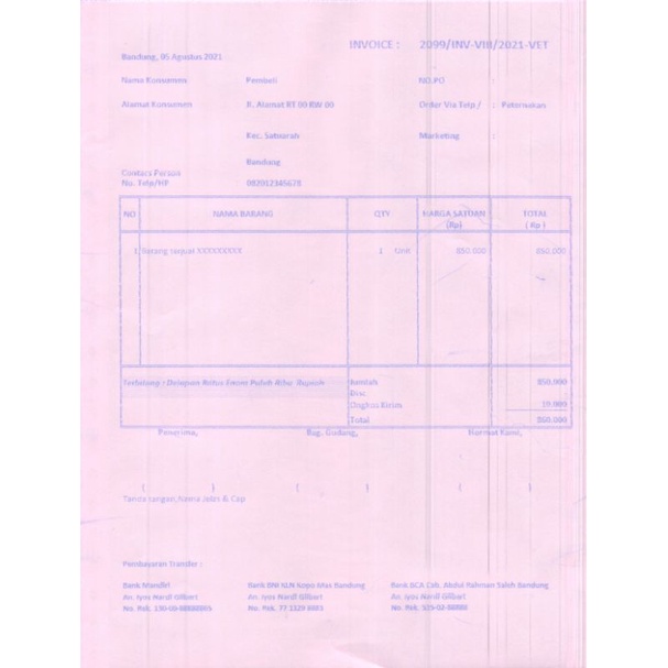 Jual Faktur, Invoice, Nota -Contoh- | Shopee Indonesia